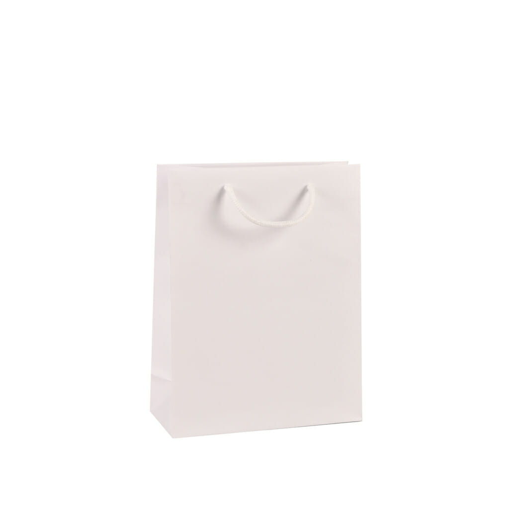 Medium papirposer i matt hvit uten logo - SKG Emballasje