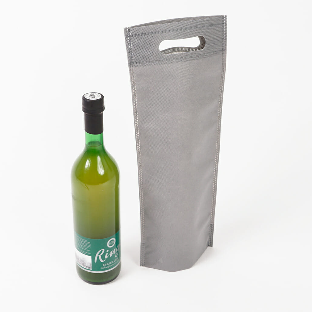 Grå vinpose i stoff uten logo - SKG Emballasje