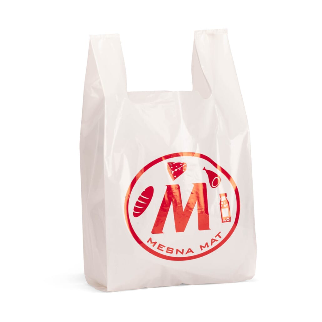 T-shirt poser med logo - Bestill bæreposer med trykk i din størrelse