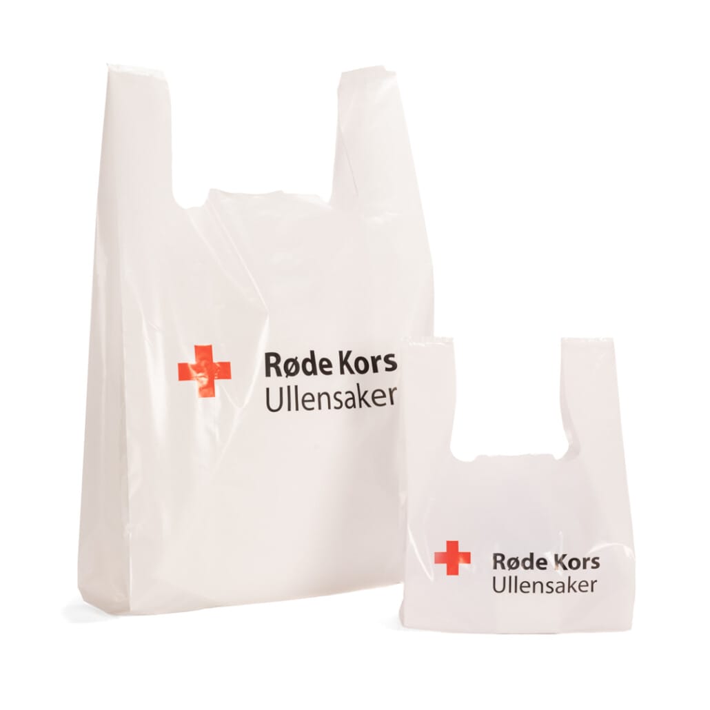 T-shirt poser med logo - Bestill bæreposer med trykk i din størrelse